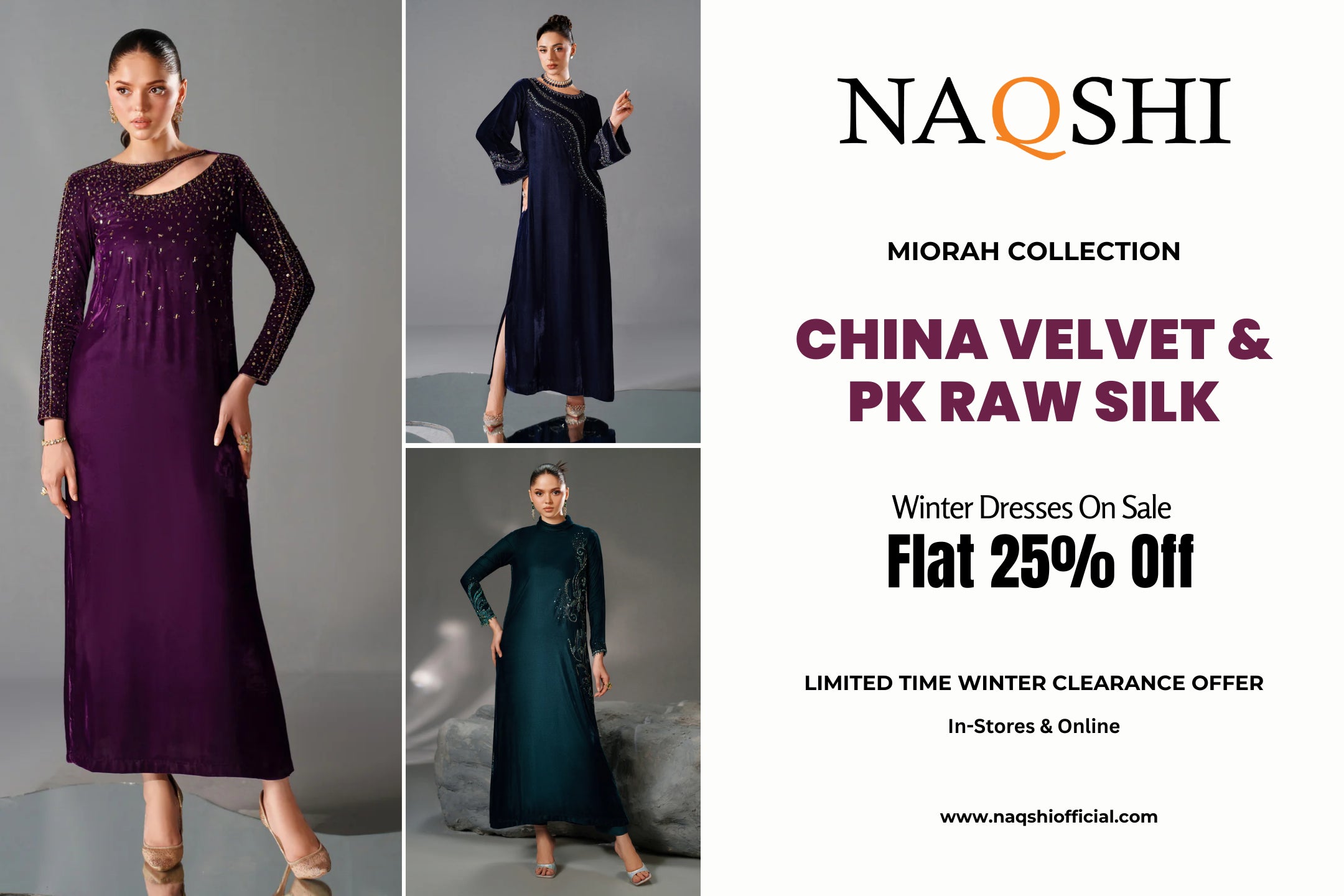 NAQSHI China Velvet & PK Raw Silk Winter Dresses Sale – 25% Off