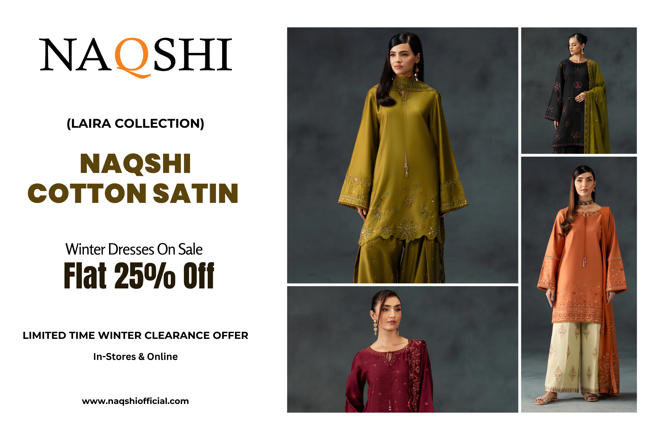 NAQSHI Laira Cotton Satin Winter Dresses on Sale – Flat 25% Off